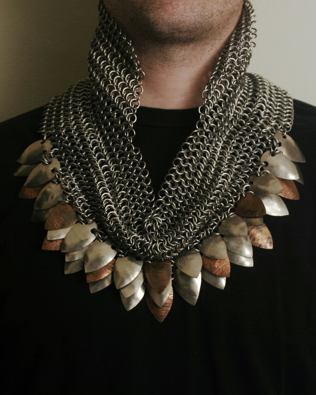 chainmail_sculpture_collar_scales_copper_nickel_steel – Brandon Rubin